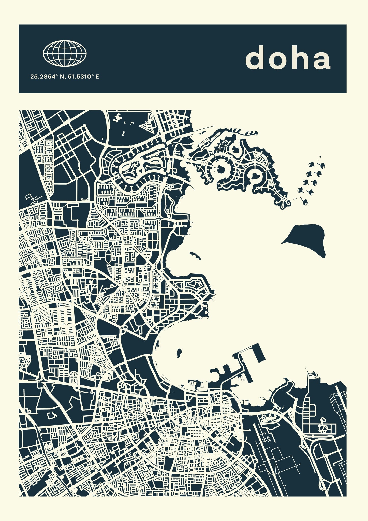 Doha - City Map | Travel | Framed Prints & Posters – Animato