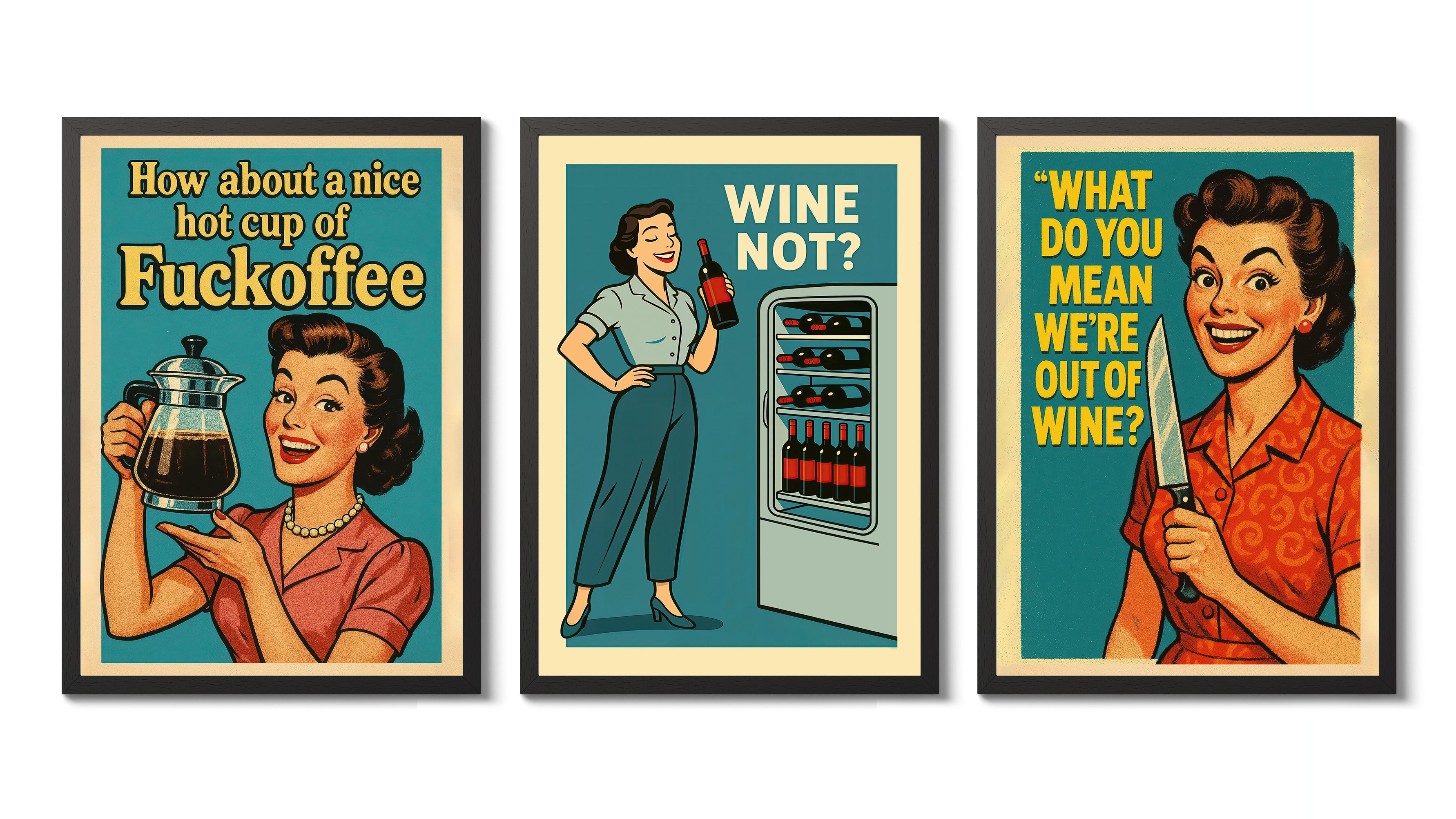 Vintage Kitchen Jokes Trio | Typography | Framed Prints & Posters – Animato