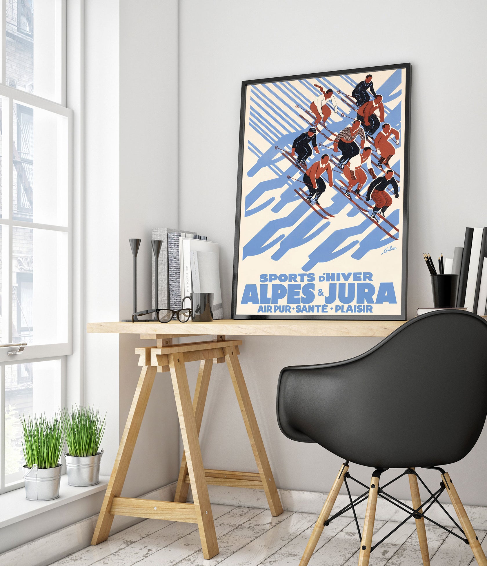 Skiing in the French Alps - Vintage Sports | Sports, Travel | Framed ...