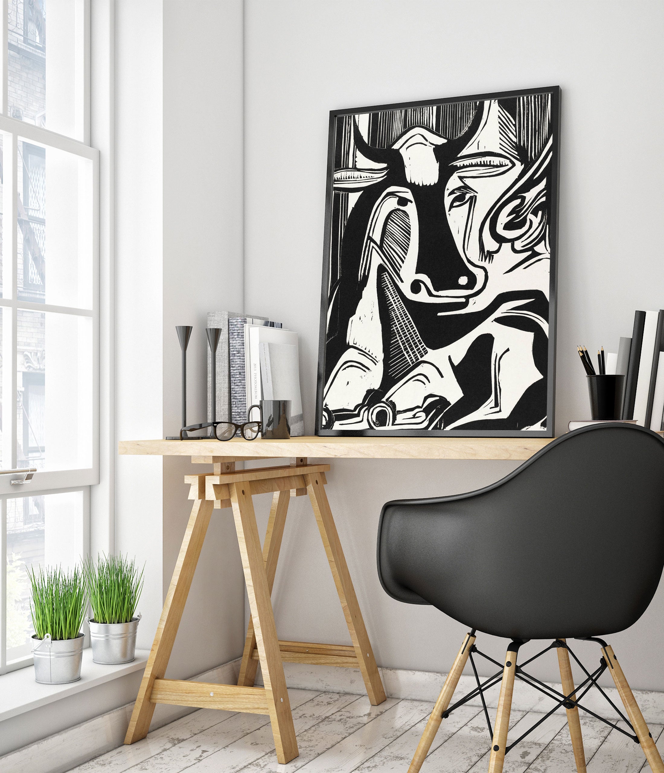 Large Cow Lying Down - Ernst Kirchner | Masterpieces | Framed Prints ...