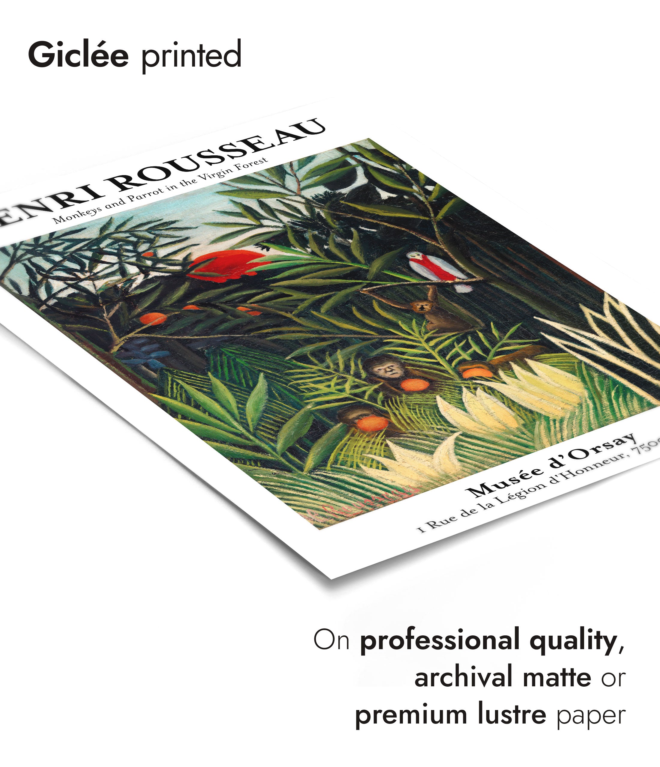 Monkeys & Parrot in the Virgin Forest - Henri Rousseau | Art | Framed ...