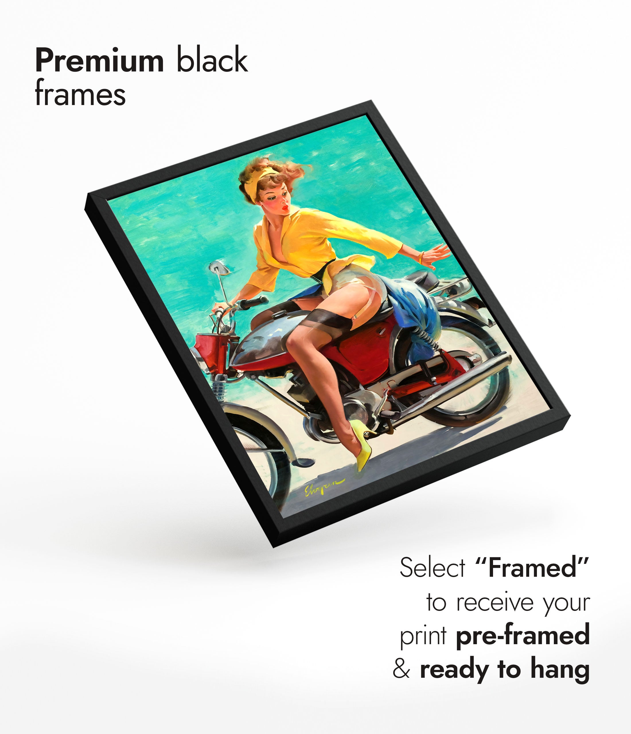 Riding Motorcycle - Pin-Ups | Vintage Ads | Framed Prints & Posters ...