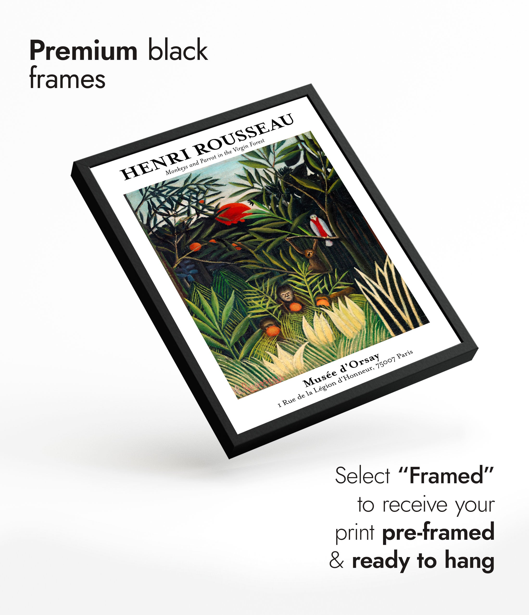 Monkeys & Parrot in the Virgin Forest - Henri Rousseau | Art | Framed ...