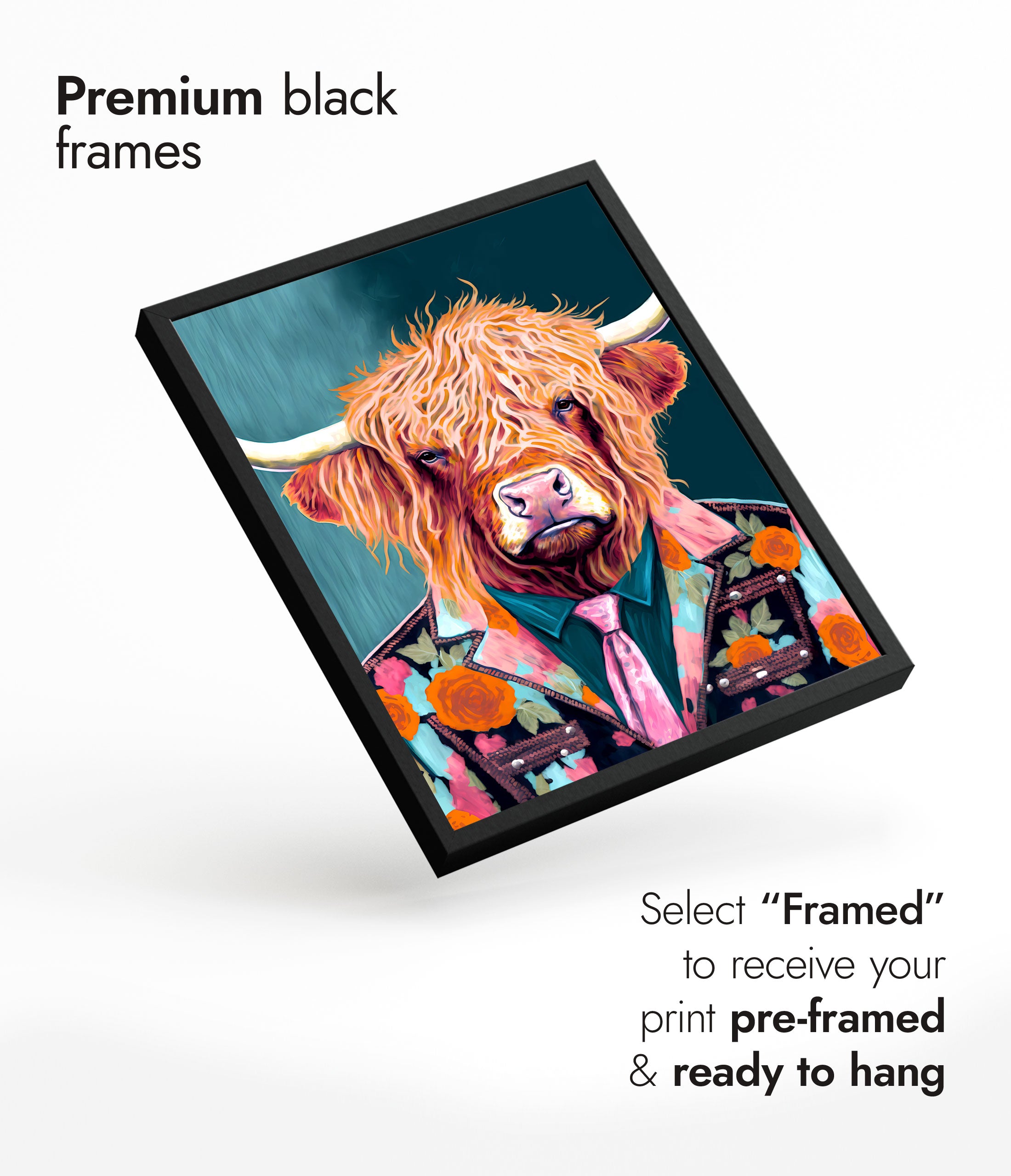 Highland Cow - Cartoon | Anime & Cartoon | Framed Prints & Posters ...