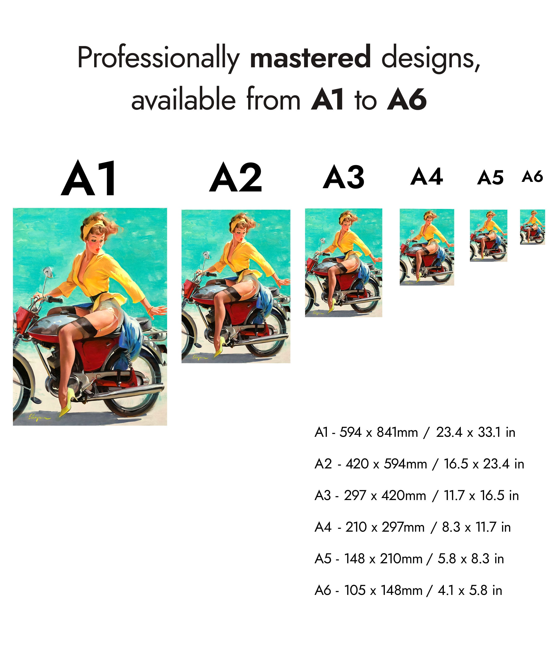 Riding Motorcycle - Pin-Ups | Vintage Ads | Framed Prints & Posters ...