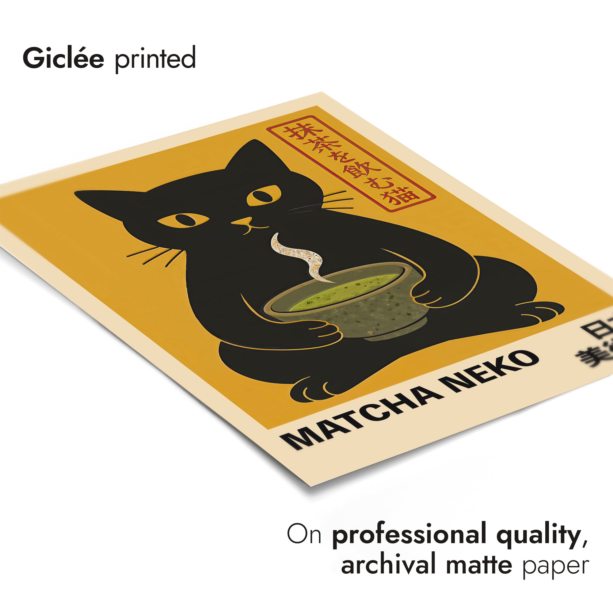 Matcha Neko | Japanese | Framed Prints & Posters – Animato