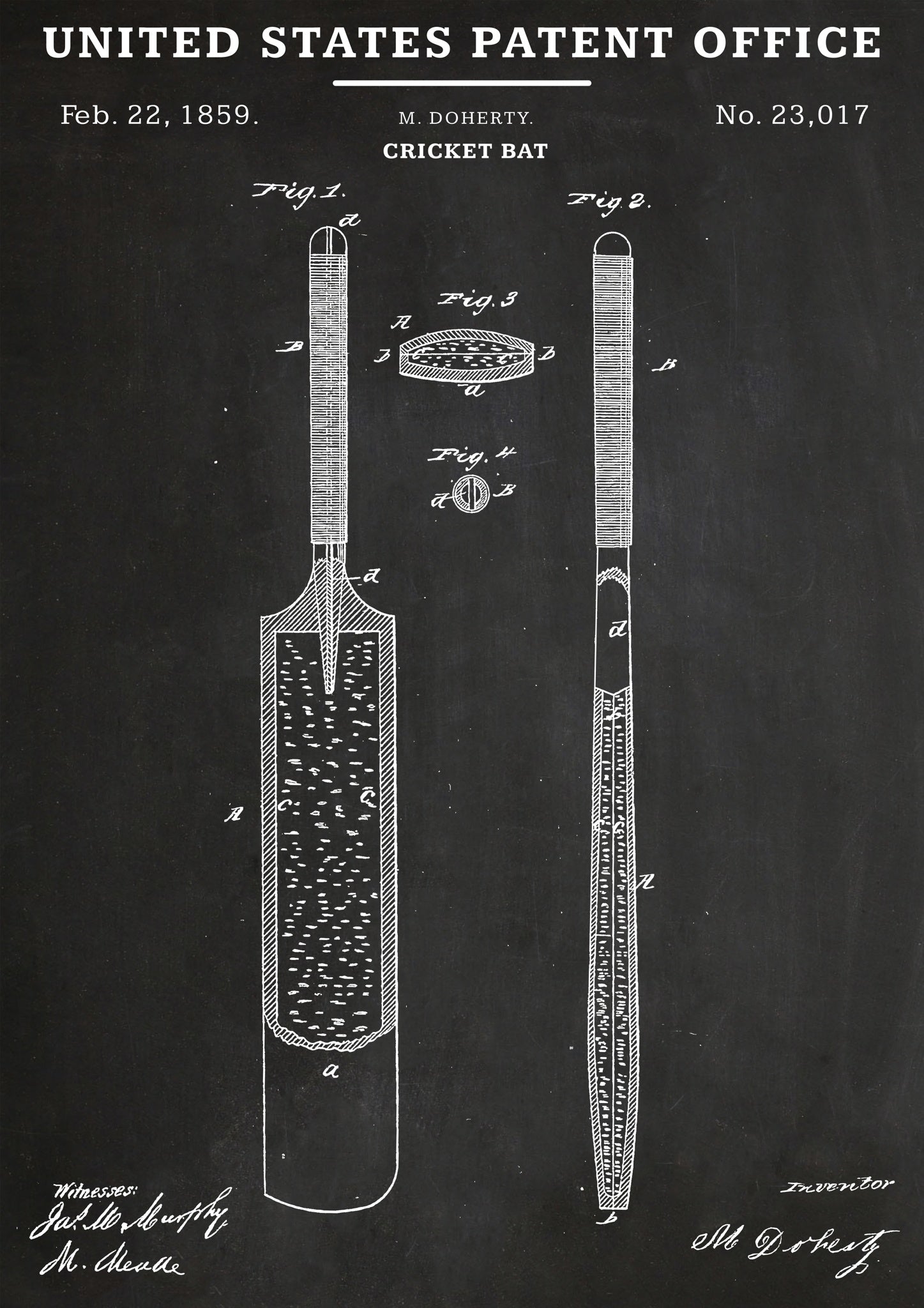 Cricket Bat - Patent | Patents | Framed Prints & Posters – Animato