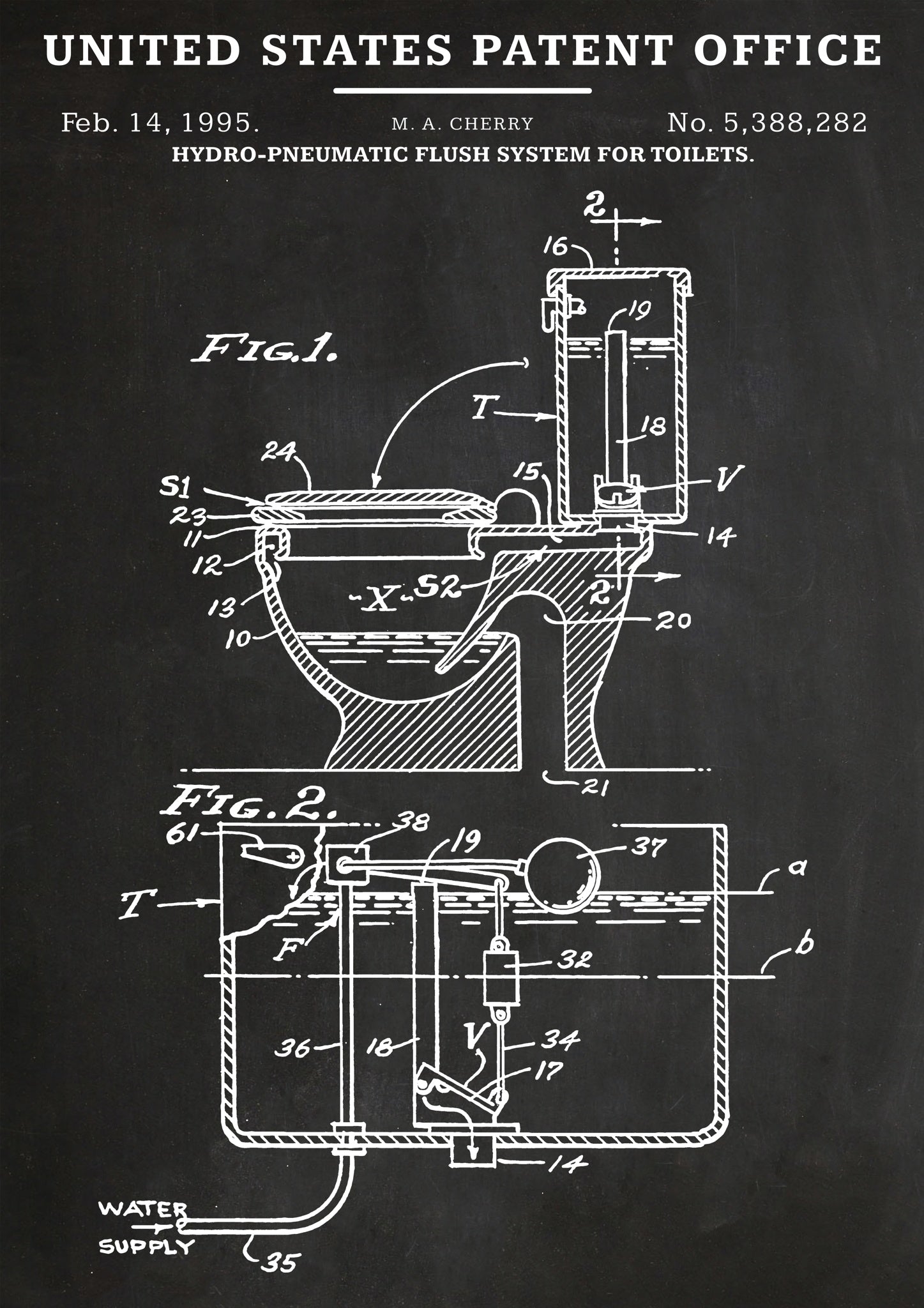 Toilet Flush System - Patent | Patents | Framed Prints & Posters – Animato