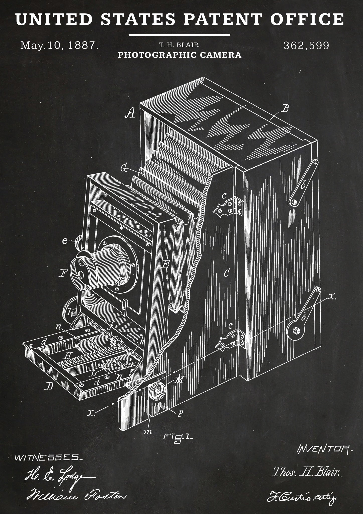 1887 Camera - Patent | Patents | Framed Prints & Posters – Animato
