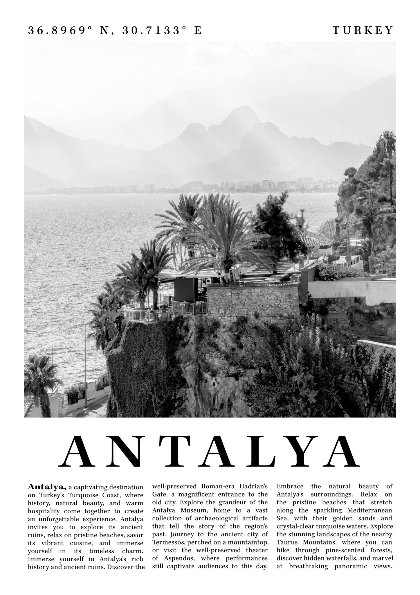 Antalya - Turkey | Black & White Travel | Framed Prints & Posters – Animato