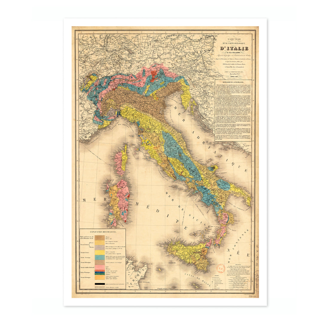 Geological Map of Italy | Vintage | Framed Prints & Posters – Animato