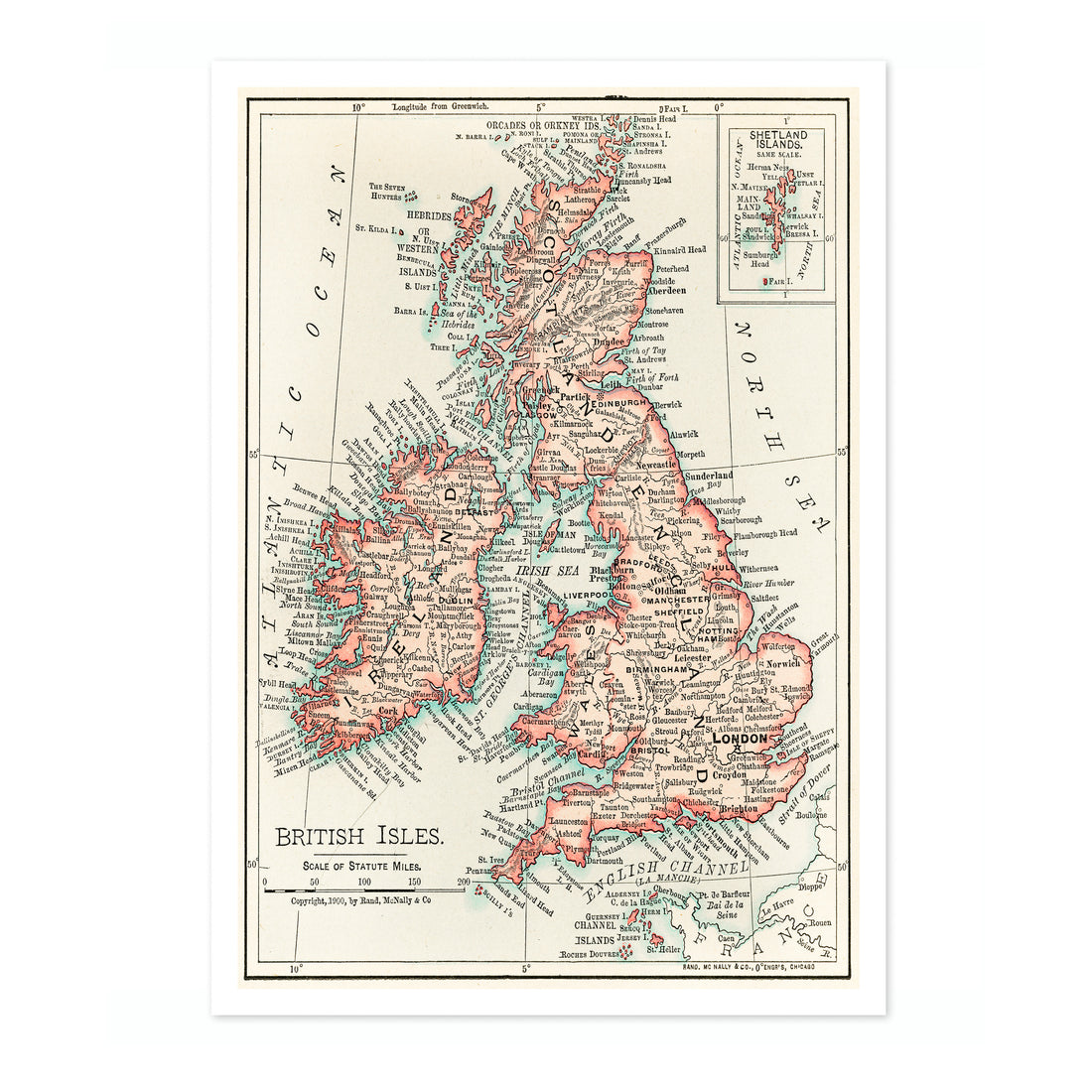 Cartographic Map of the British Isles | Vintage | Framed Prints ...