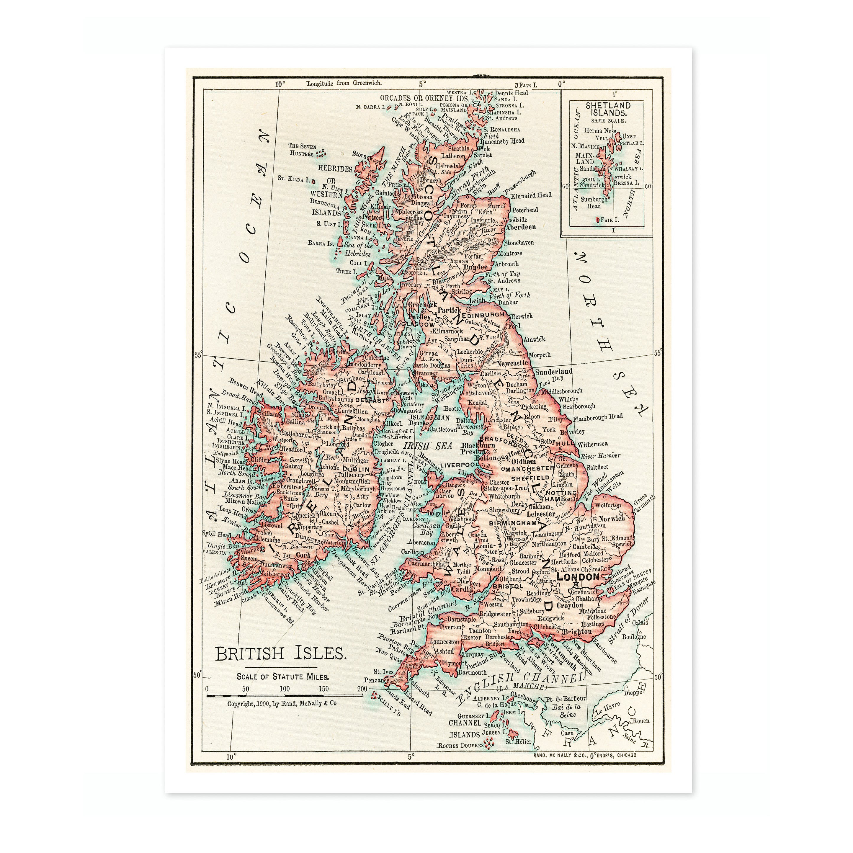 Cartographic Map of the British Isles | Vintage | Framed Prints ...