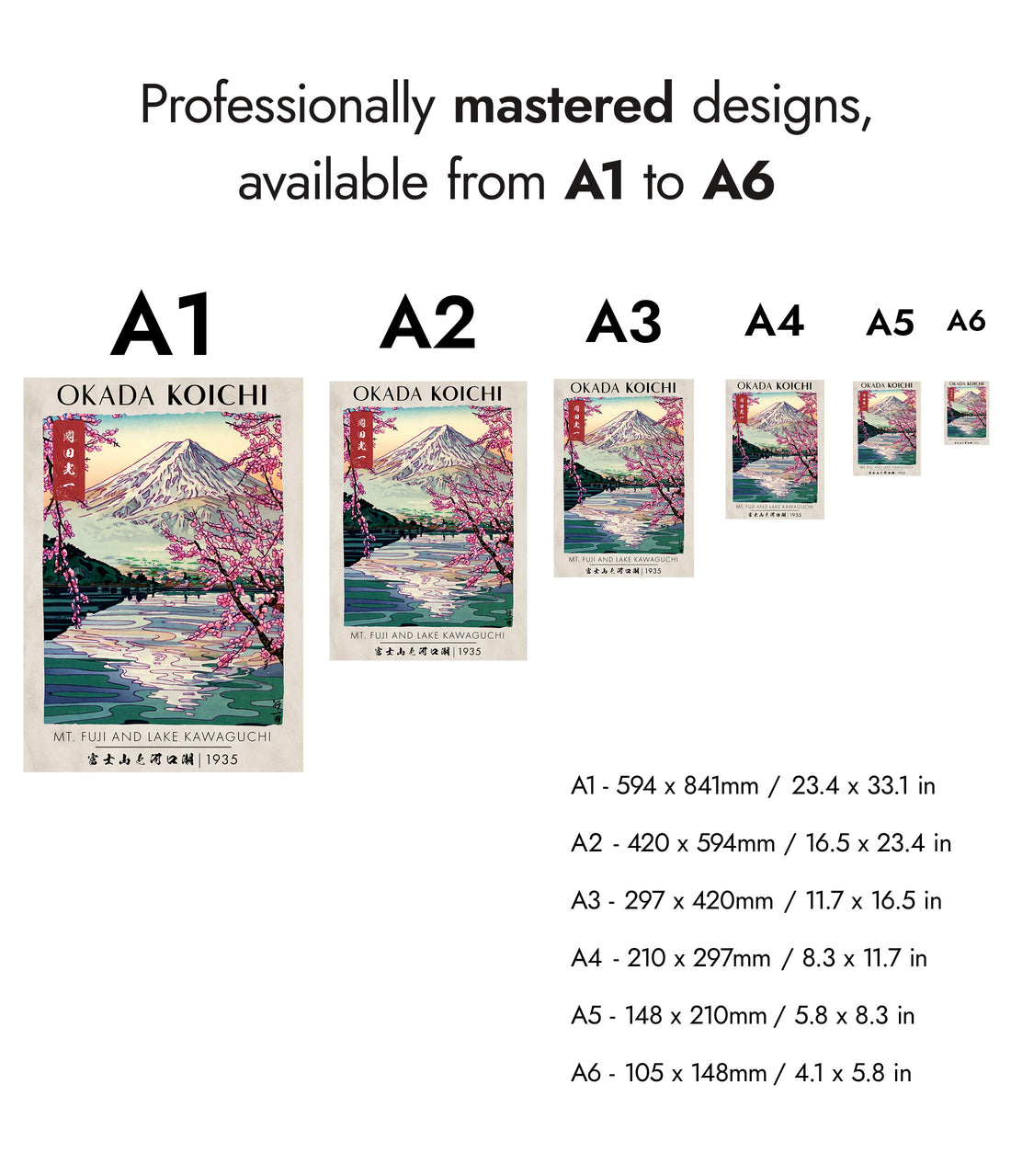 Okada Koichi - Mt. Fuji & Lake Kawaguchi | Japanese Art | Framed Prints ...